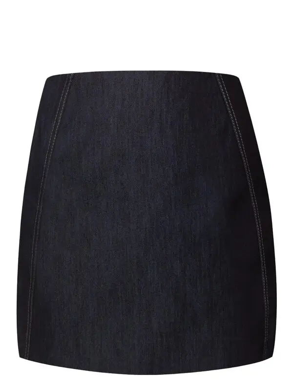 TIA DORRAINE Dark Wash Denim Mini Skirt With Contrast Stitching - Blue