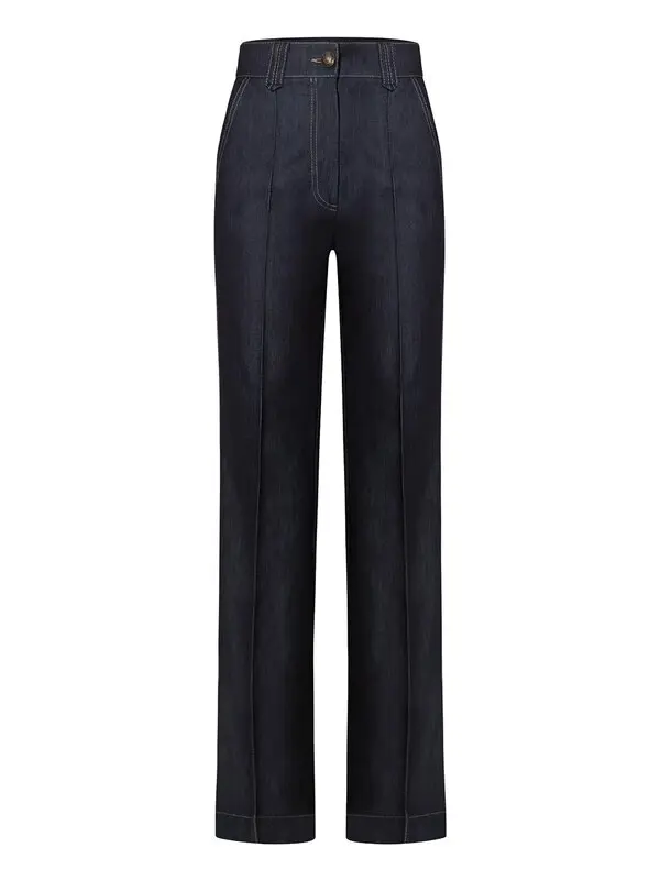 TIA DORRAINE Straight-leg Dark Denim Trousers - Blue