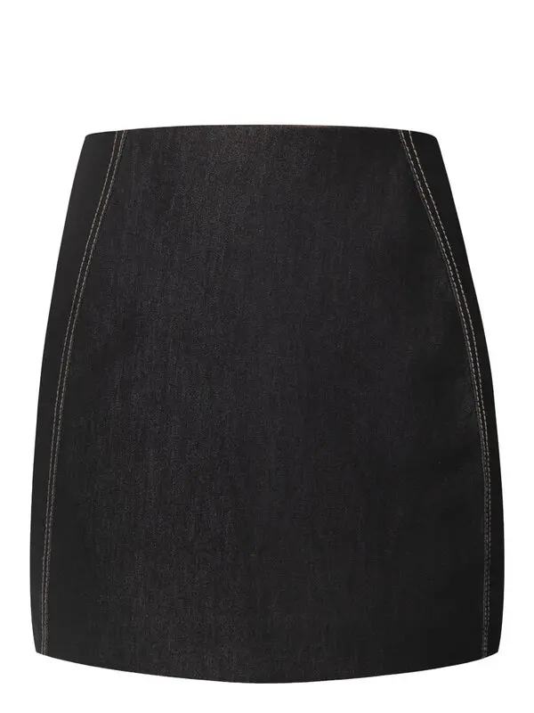 TIA DORRAINE High-rise Denim Mini Skirt - Black