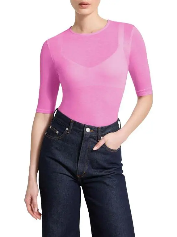 MARCELLA Frankie Sheer Jersey Top - Hot Pink