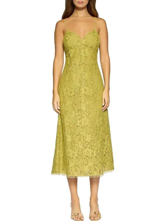 LOST + WANDER Serafina Lace Midi Dress - Green