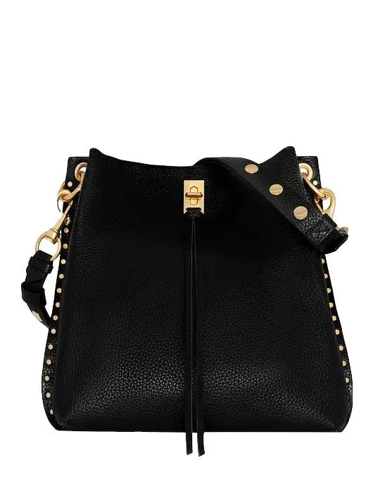 Rebecca Minkoff Darren Studded Leather Shoulder Bag - Black
