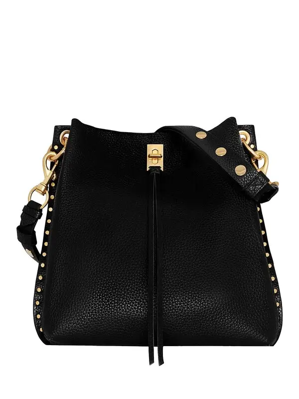 Rebecca Minkoff Darren Studded Leather Shoulder Bag - Black/black