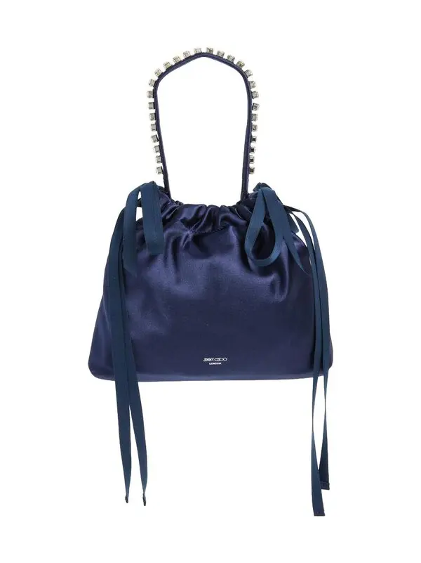 JIMMY CHOO Mini Drawstring Top Handle Bag - Marine/marine/silver