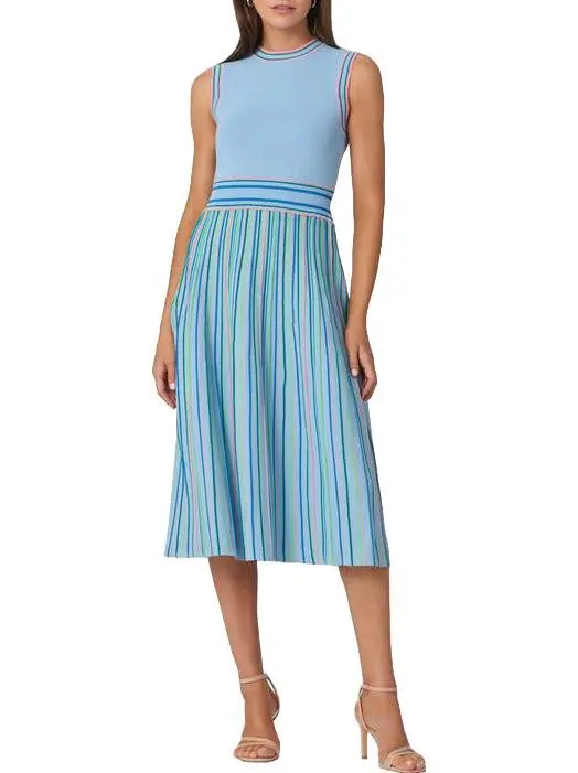 Shoshanna Maidstone Stripe Knit Midi Dress - Sky Blue