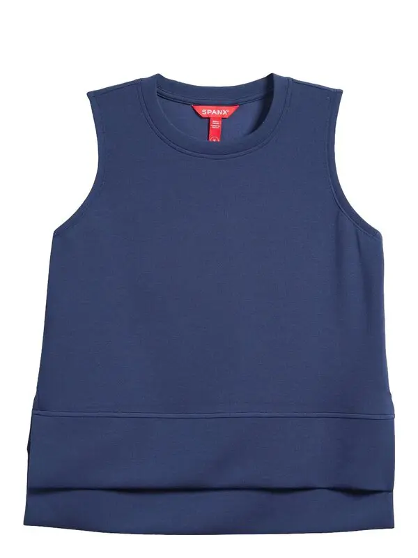 Spanx Lightweight Crewneck Tank With High-low Hem - Timeless Navy