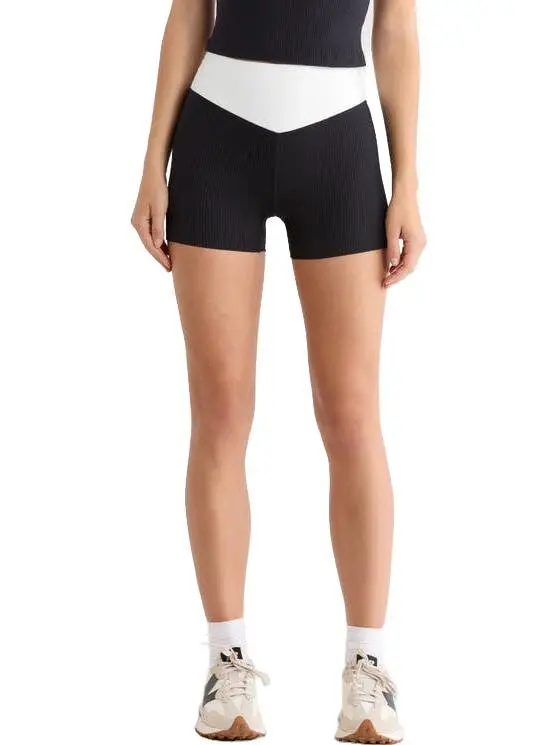 Year Of Ours Two-tone Ribbed Shorts - Black/white
