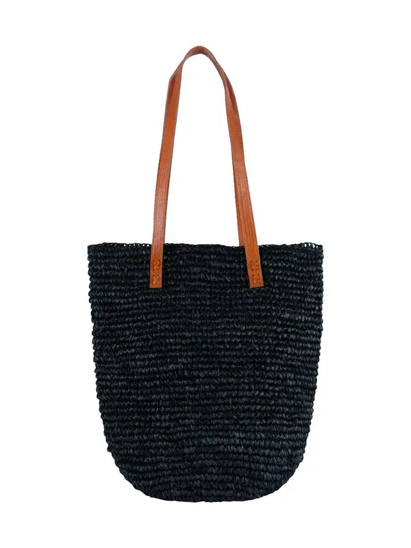 JELAVU Hamptons Raffia Tote - Black
