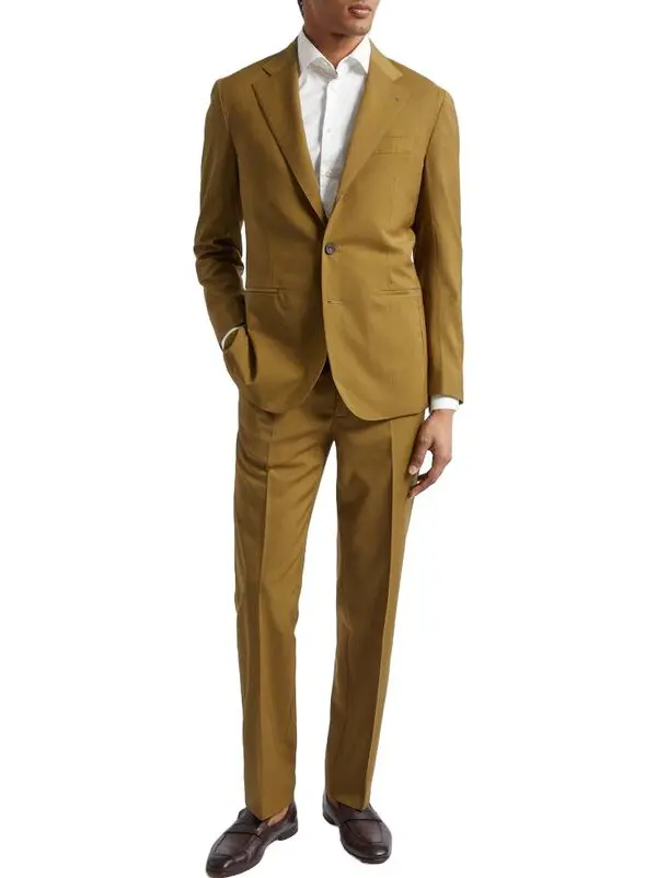 J. MUESER Waverly High Twist Wool Suit - Chartreuse