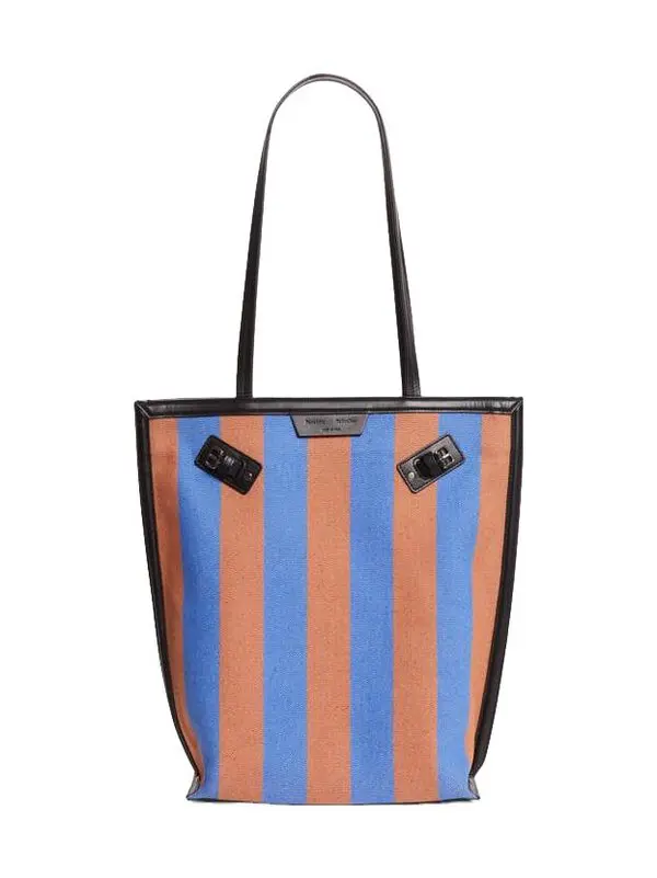 Proenza Schouler North/south Days Stripe Canvas Tote - Sapphire/rust