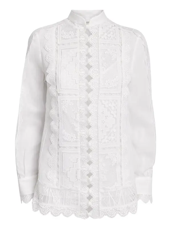 Zimmermann Ramie Lace Aster Blouse - Ivory