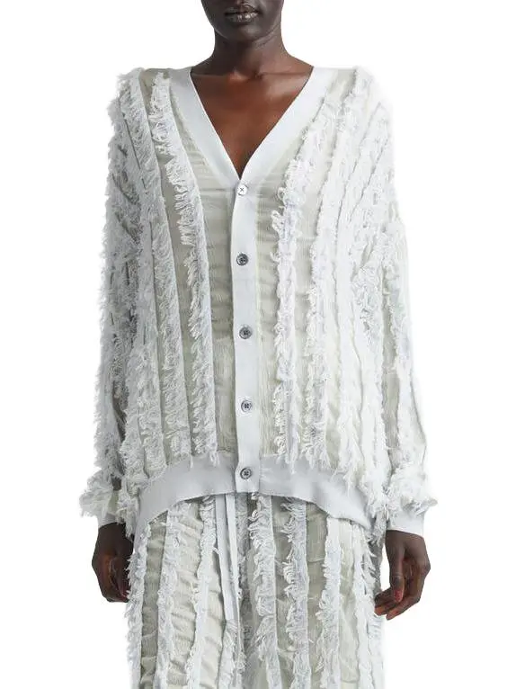 ZANKOV Wes Fringe Cardigan - Oyster