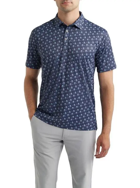 SWANNIES Cliff Floral Performance Golf Polo - Navy