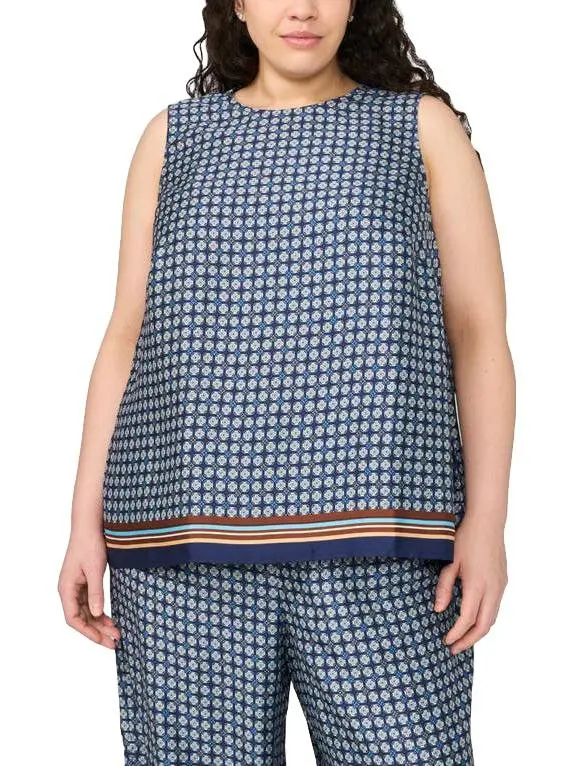 Halogen Medallion Print Sleeveless Tank - Classic Navy