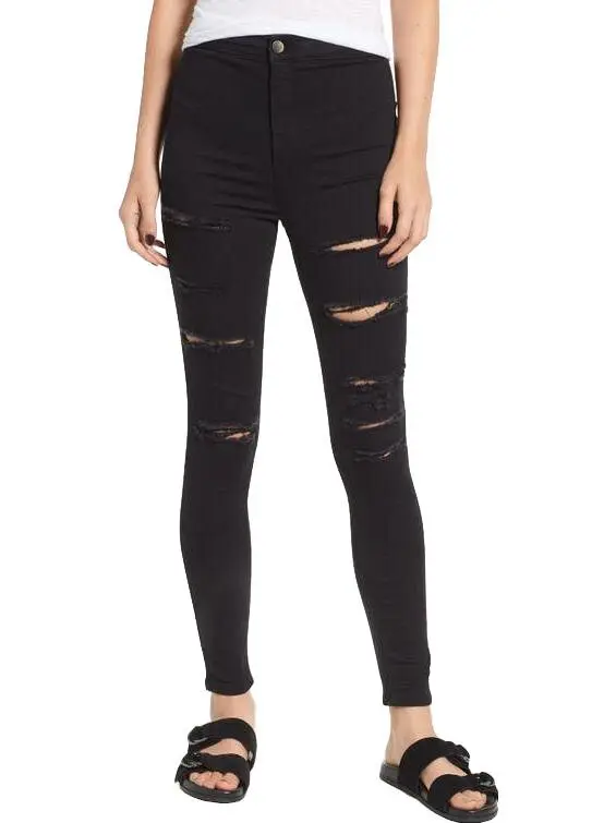 Topshop Moto Joni Ripped Skinny Jeans - Black
