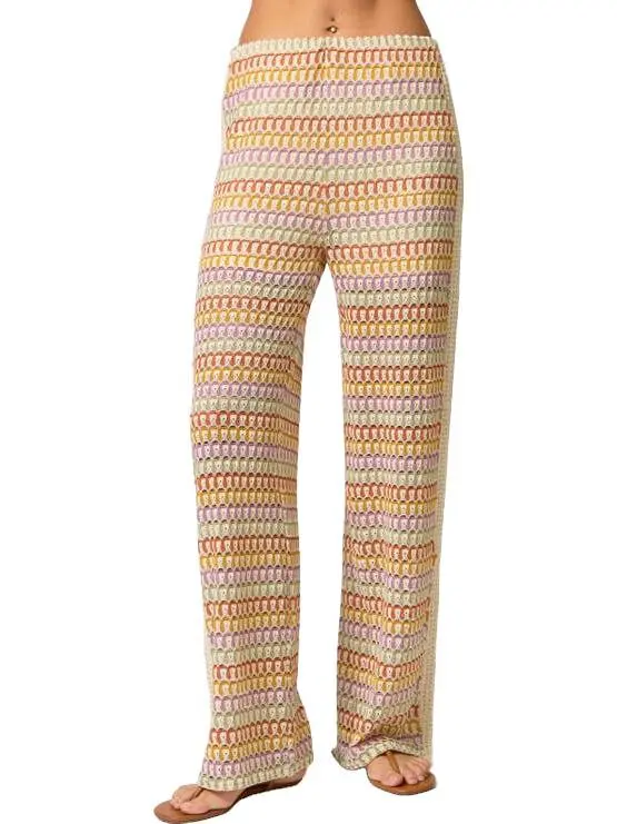 Central Park West Celine Crochet Mid Rise Pants - Rainbow