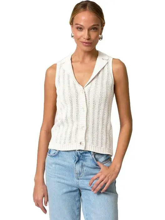 Central Park West Francie Mesh Stitch Sleeveless Vest - White