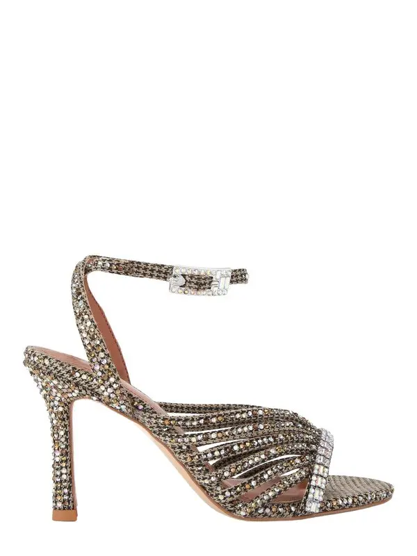 Kurt Geiger Embellished Crystal Ankle Strap Sandals - Open Beige