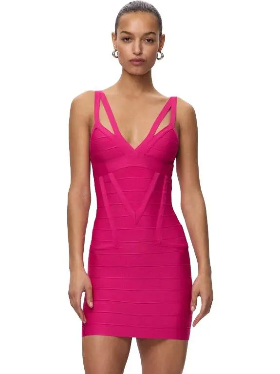 Herve Leger Bandage Mini Dress - Punch