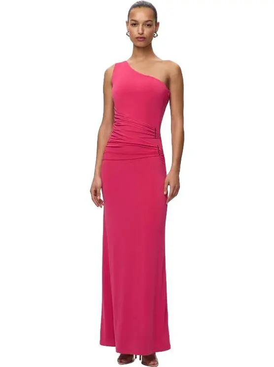 Herve Leger The Irie Gown One Shoulder Gown With Side Ruching - Camellia