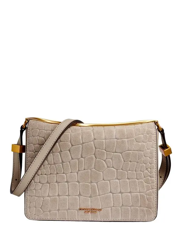 Donna Karan New York Jericho Croc-effect Suede Shoulder Bag - Moth