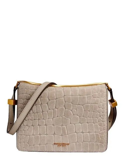 Donna Karan New York Jericho Croc-effect Suede Shoulder Bag - Moth