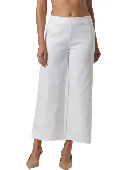 FRANNE GOLDE Catalina Stretch Cropped Wide-leg Pant - Ivory