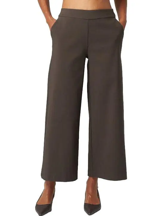 FRANNE GOLDE Catalina Stretch Cropped Wide-leg Pant - Loden Brown