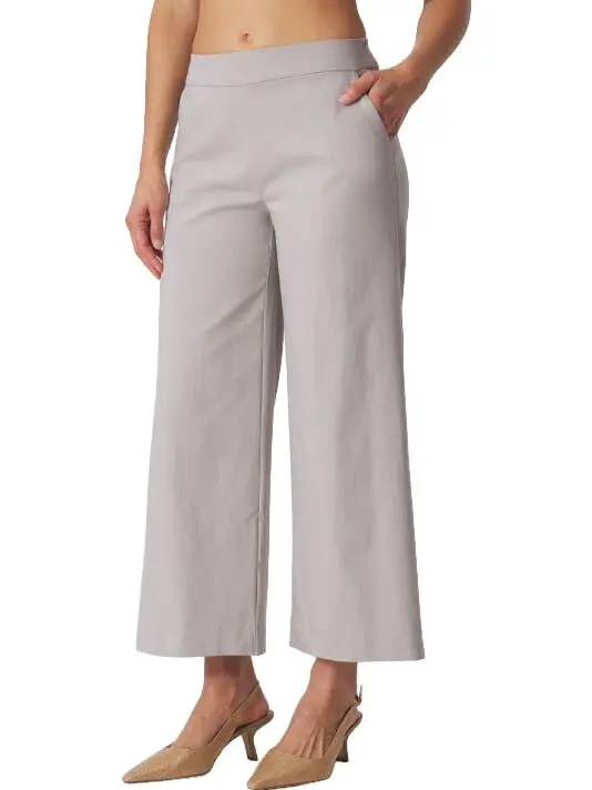 FRANNE GOLDE Catalina Stretch Cropped Wide-leg Pant - Stone