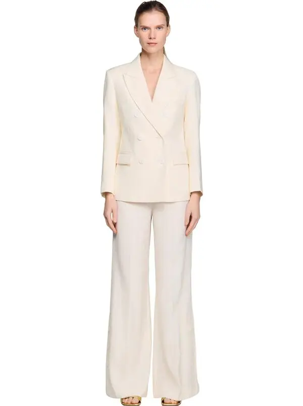 Sandro Double-breasted Tailored Jacket - Ecru