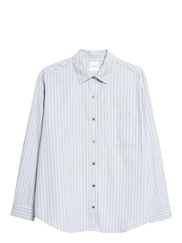 LESET Yoshi Stripe Cotton Button-up Shirt - Sterling Stripe