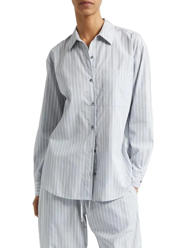 LESET Yoshi Stripe Cotton Button-up Shirt - Sterling Stripe