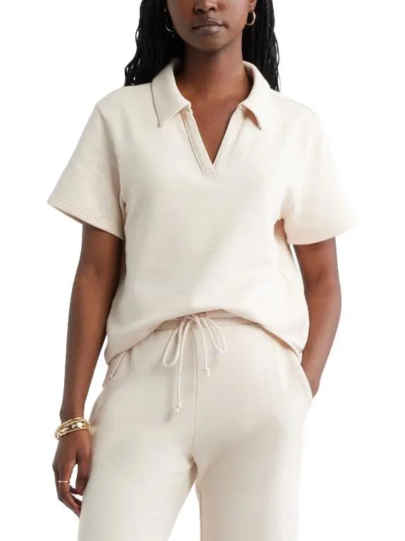 Caslon French Terry Polo With Johnny Collar - Beige Shell
