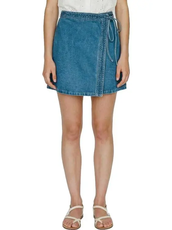 Vero Moda Denim Wrap Mini Skirt - Medium Blue Denim