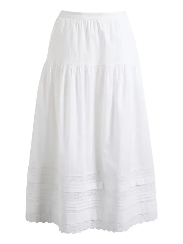 Madewell Pintucked Midi Skirt With Embroidered Trim - White