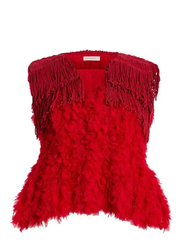 DIOTIMA Textured Fringe Top - Red