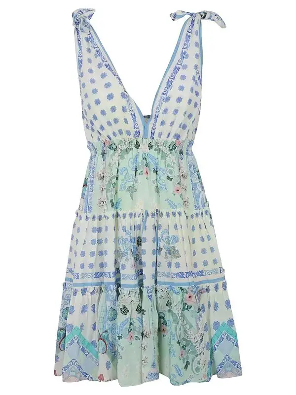 Camilla Floral Print Tiered Dress - Neutrals