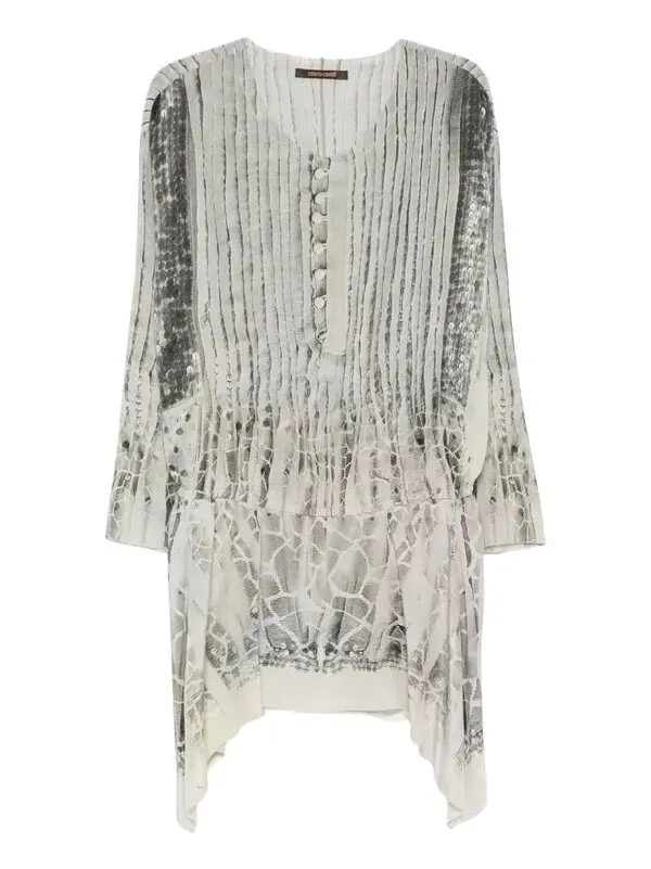 Roberto Cavalli 2000s Abstract-print Asymmetric Dress - Grey