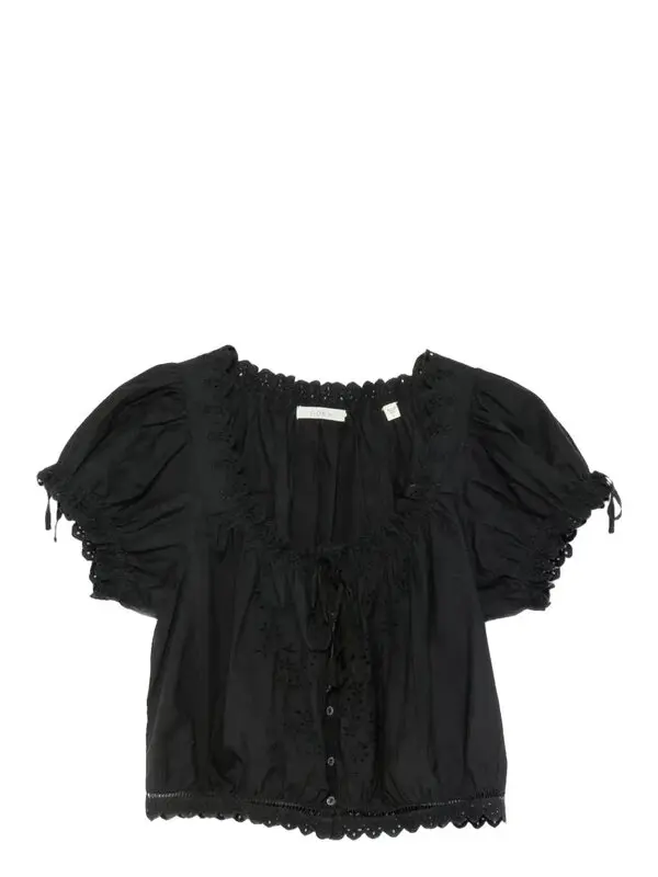 DÔEN Broderie Anglaise Blouse - Black