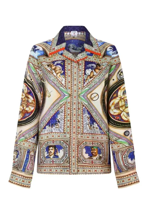Casablanca Graphic Print Silk Shirt - Neutrals