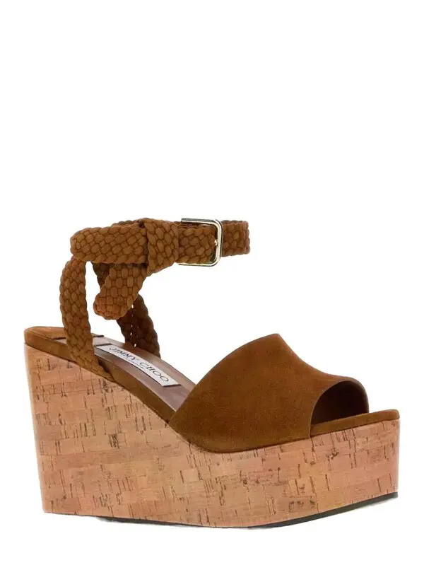 JIMMY CHOO Jori 100 Braided Strap Sandals - Brown