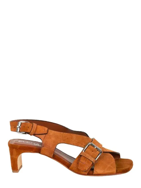 Elena Iachi Croc-effect Buckled Sandals - Brown
