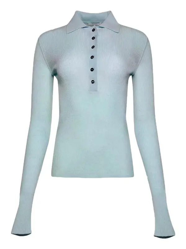 AMIYA Georgia Ribbed Polo Top - Blue