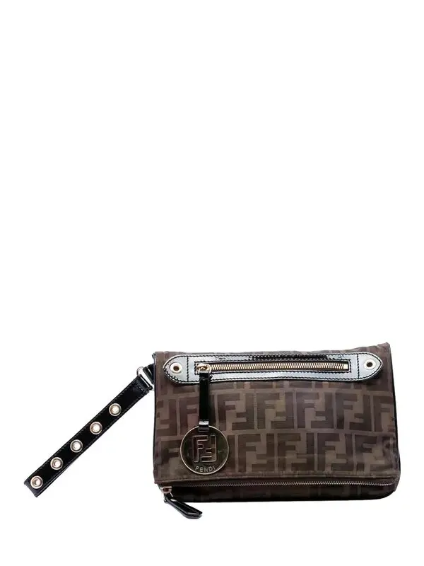 Fendi Zucca Canvas Wristlet Clutch Bag - Brown