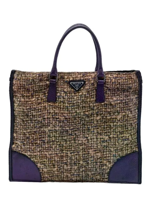 Prada Cinghiale Trimmed Viscose Flat Tote Bag - Brown