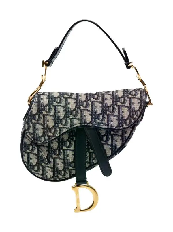 Dior 2018 Mini Oblique Canvas Saddle Bag Satchel - Blue