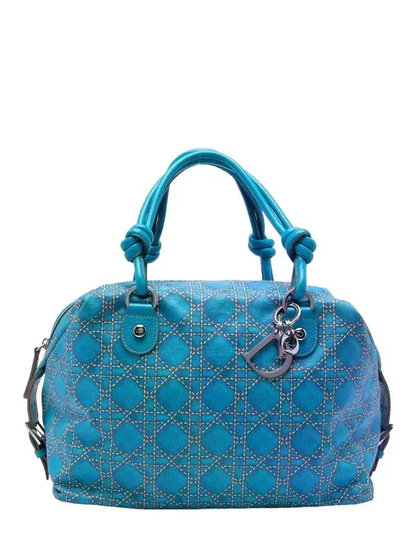 Dior Canvas Cannage Print Cherie Handbag - Blue