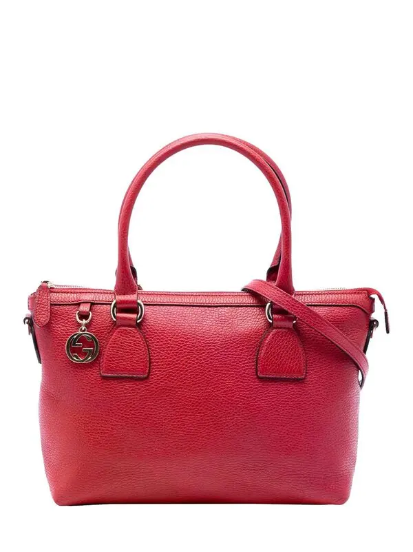 Gucci Gg Charm Satchel In Calfskin - Red