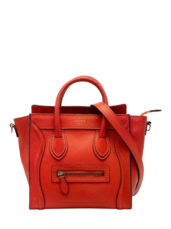 Celine Nano Leather Luggage Tote Satchel - Orange