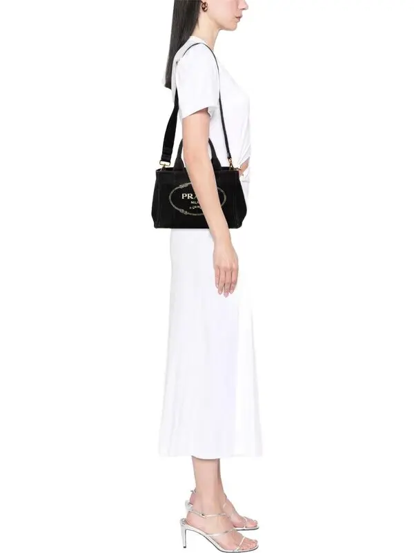 Prada Canapa Logo Satchel - Black